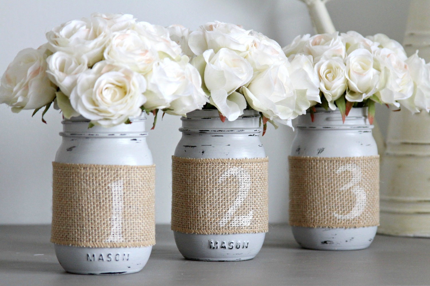 Mason Jar Table Numbers | Emmaline Bride Wedding Blog