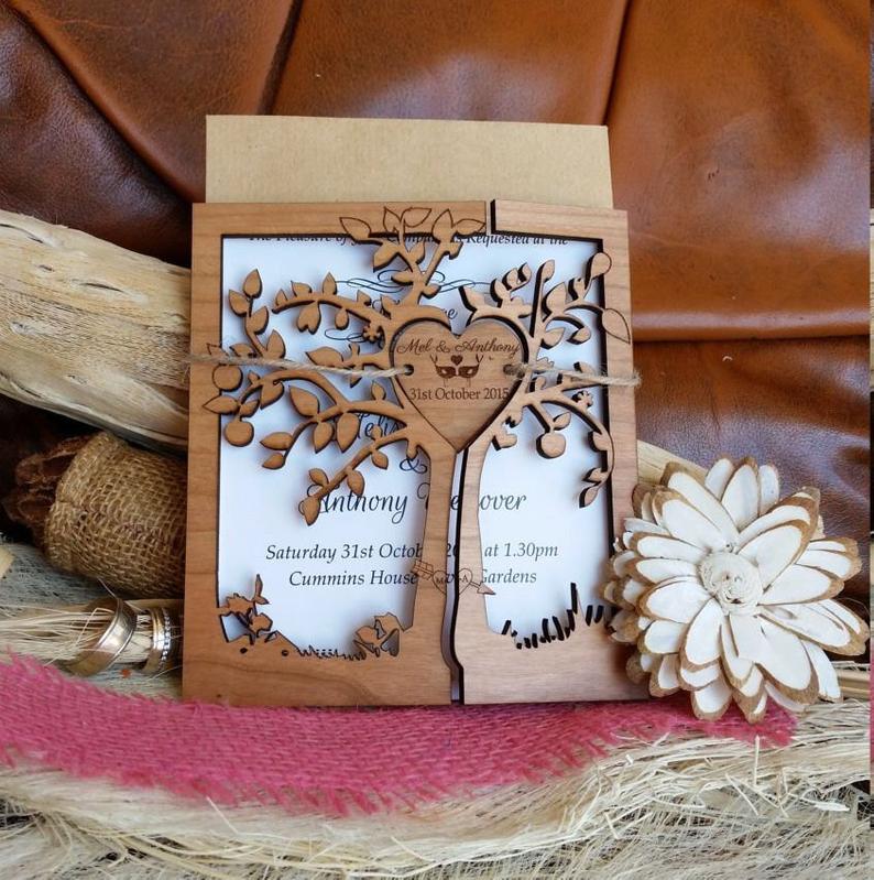 Where to Buy Real Wood Invitations for Rustic Weddings