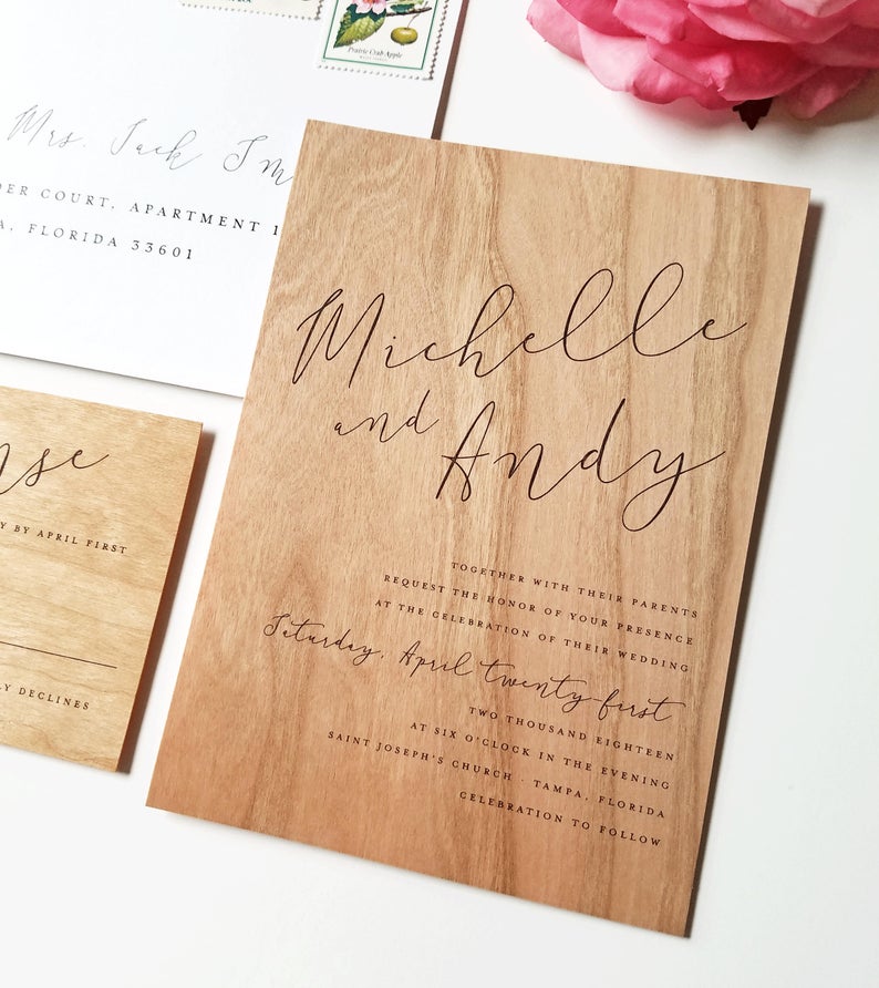 Where to Buy Real Wood Invitations for Rustic Weddings