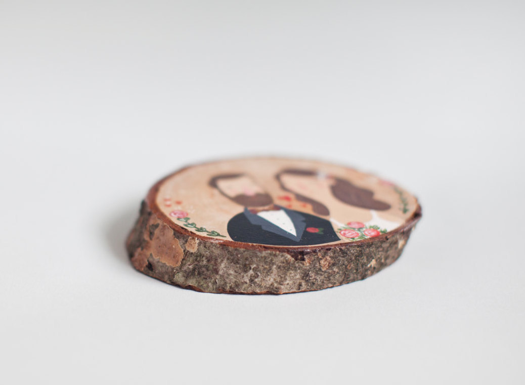 Wood Slice Portrait -- Handmade-a-Day | Emmaline Bride Wedding Blog