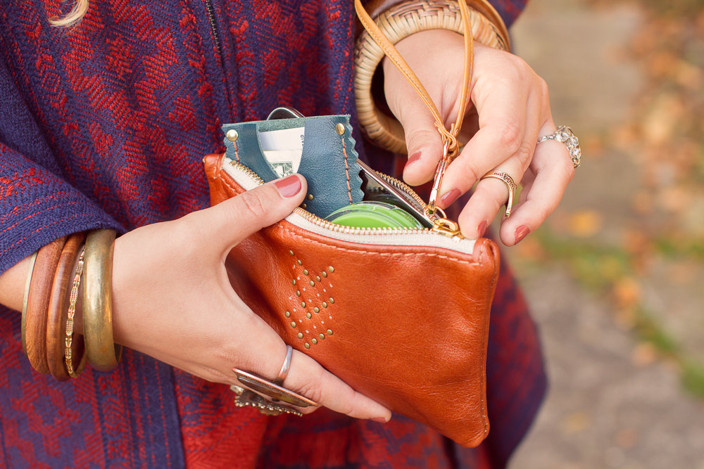 Leather Wristlet Purse for Fall Bridesmaid Gifts | Emmaline Bride