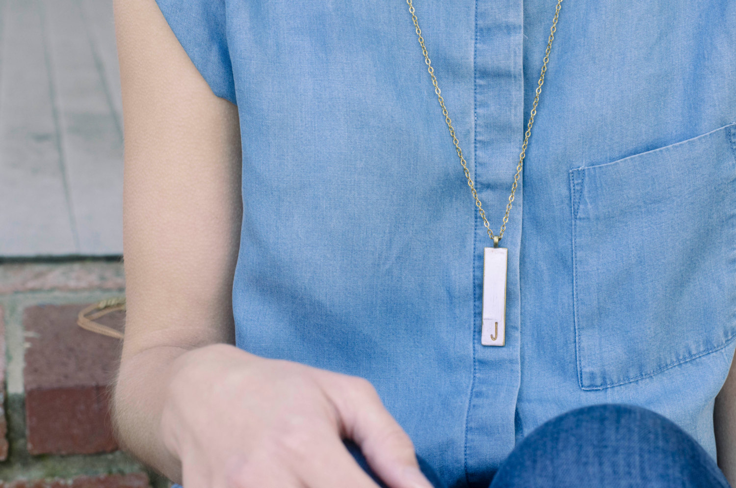 Vertical Initial Necklace for Bridesmaid Gifts | Emmaline Bride