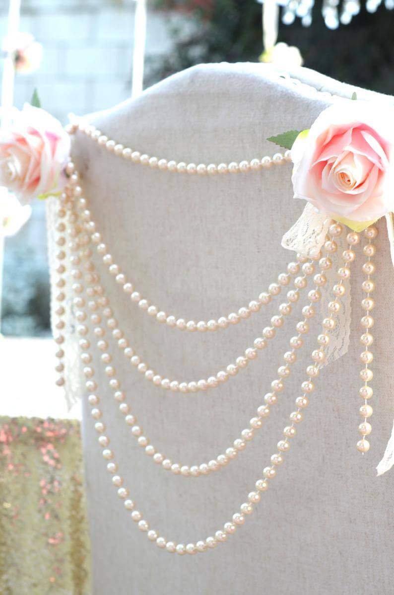 DIY Pearl Chair Backs for Weddings | Emmaline Bride