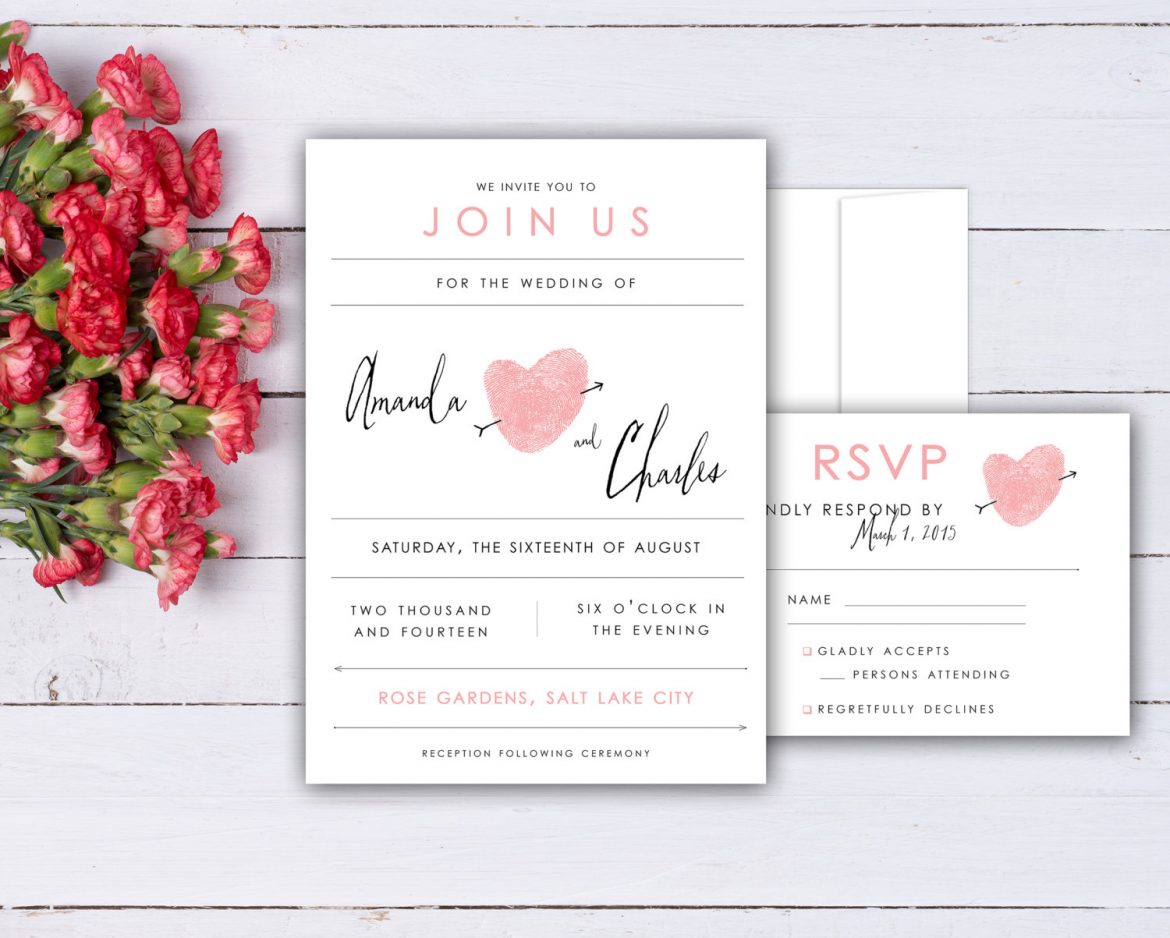 Fingerprint Wedding Invitations by Flutterbye Prints | Emmaline Bride