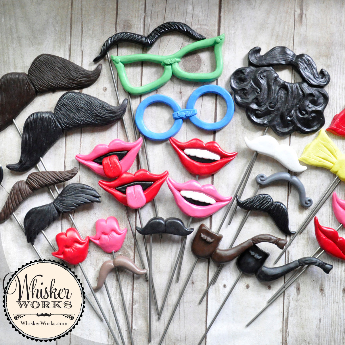 Wedding Photo Props on a Stick: Whisker Works | Emmaline Bride
