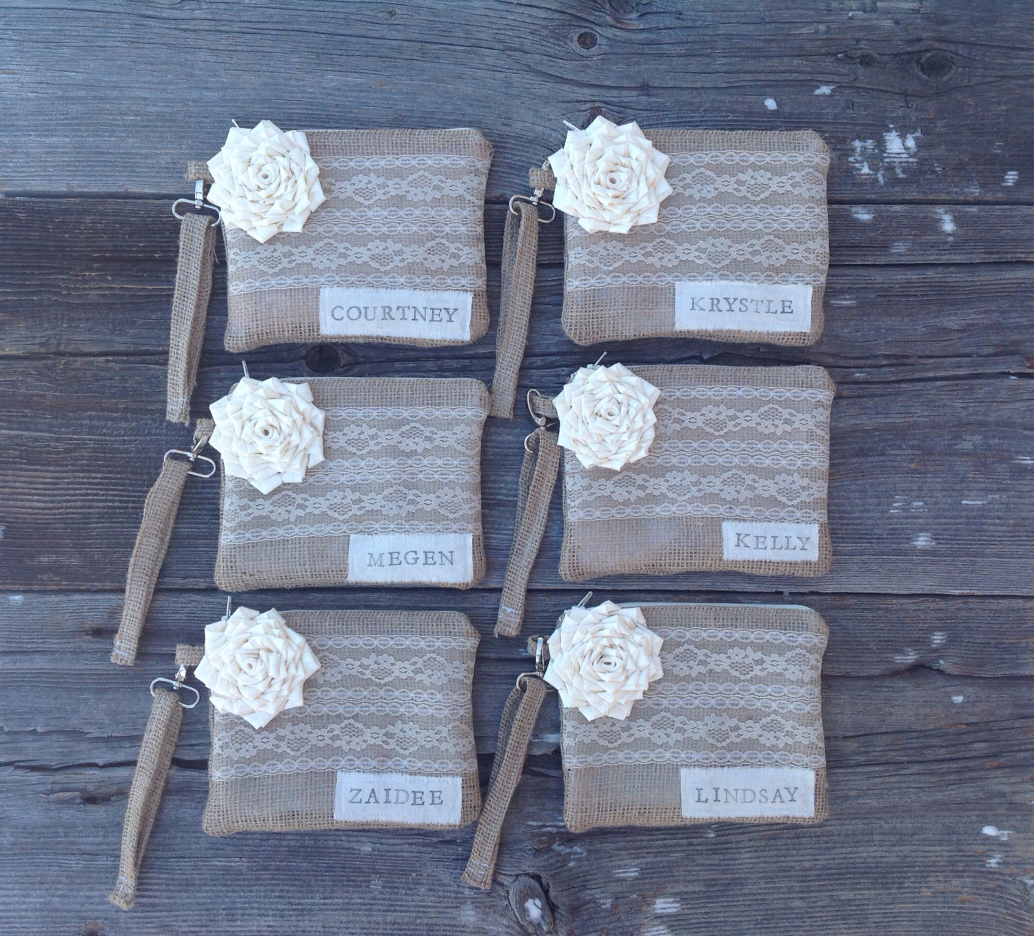 Bridesmaid Wristlet Bags for Rustic / Country Weddings | Emmaline Bride®