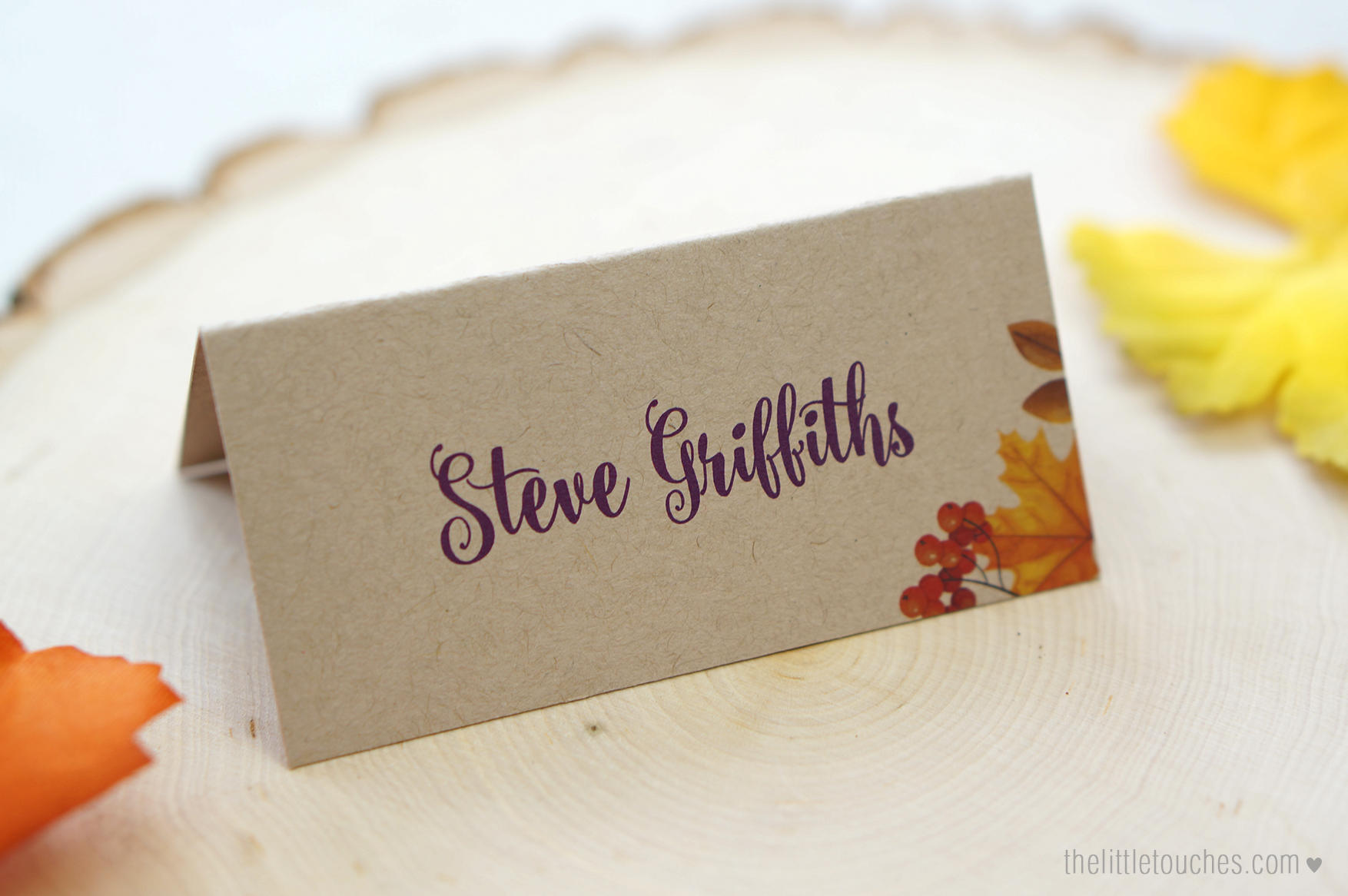 Leaf Place Cards for Fall Weddings & Entertaining | Emmaline Bride