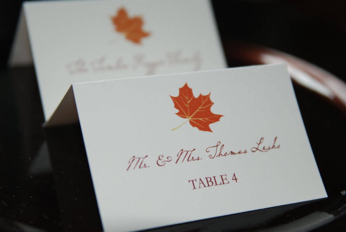 Leaf Place Cards for Fall Weddings & Entertaining | Emmaline Bride