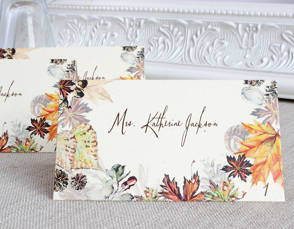 Leaf Place Cards for Fall Weddings & Entertaining | Emmaline Bride