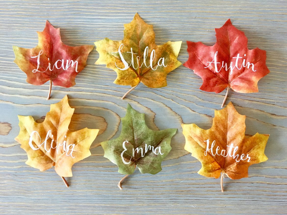 Leaf Place Cards for Fall Weddings & Entertaining | Emmaline Bride