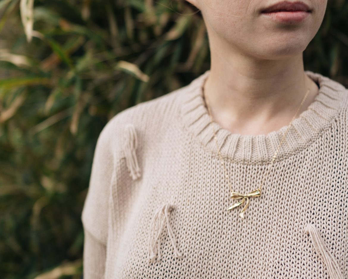 Gold Ribbon Necklace for Bridesmaids Gifts | Emmaline Bride®