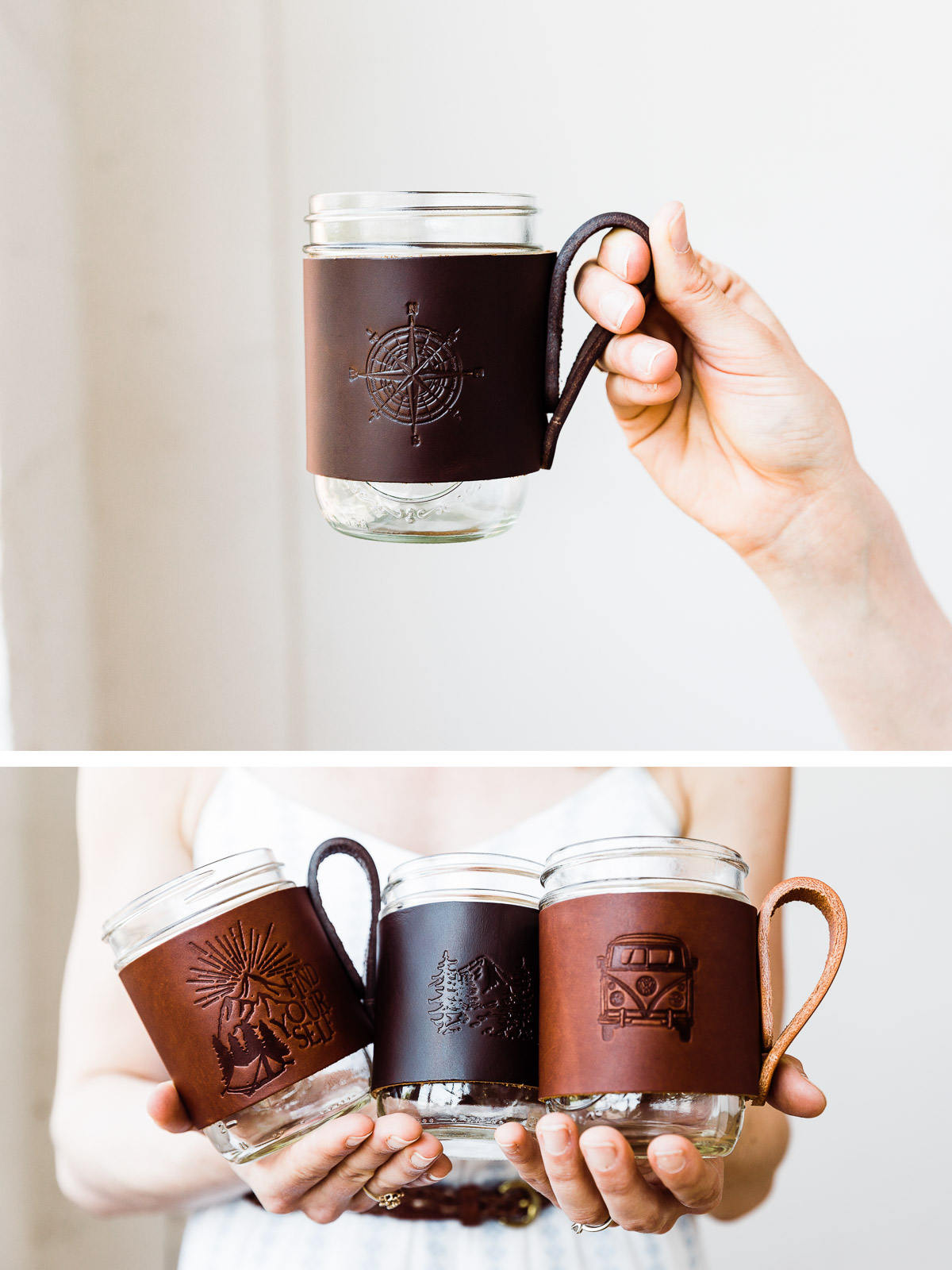 This Leather Mason Jar Holder Turns Any Jar Into A Drinking Mug
