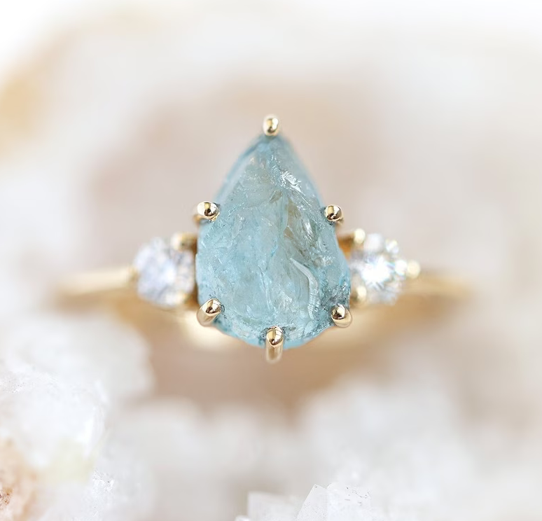 Raw Stone Engagement Rings on Etsy for Non-Traditional Brides