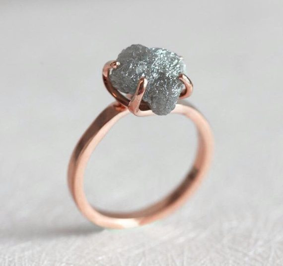 Raw Stone Engagement Rings on Etsy for Non-Traditional Brides