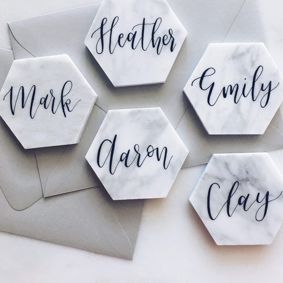 These Marble Tile Place Cards Are Surprisingly Chic | Emmaline Bride