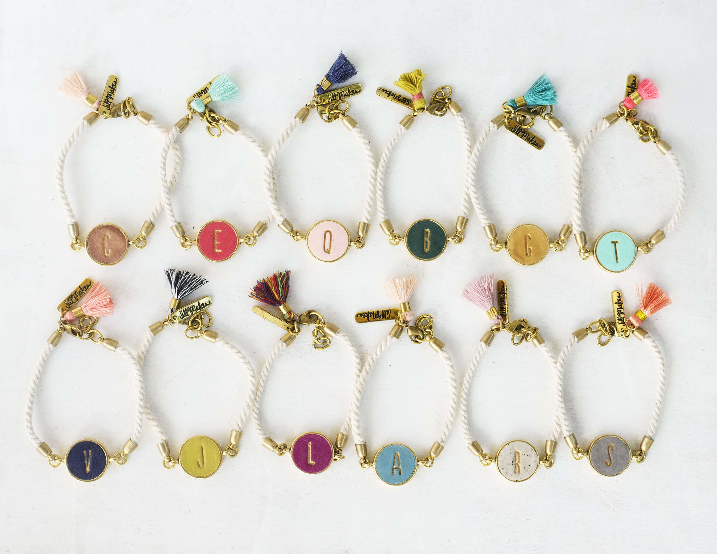 Initial Bracelet: Personalized Monogram Bracelet / Clay / Rope Bracelet