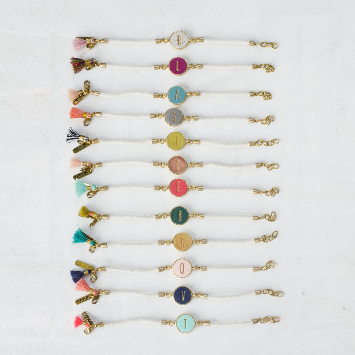 Initial Bracelet: Personalized Monogram Bracelet / Clay / Rope Bracelet