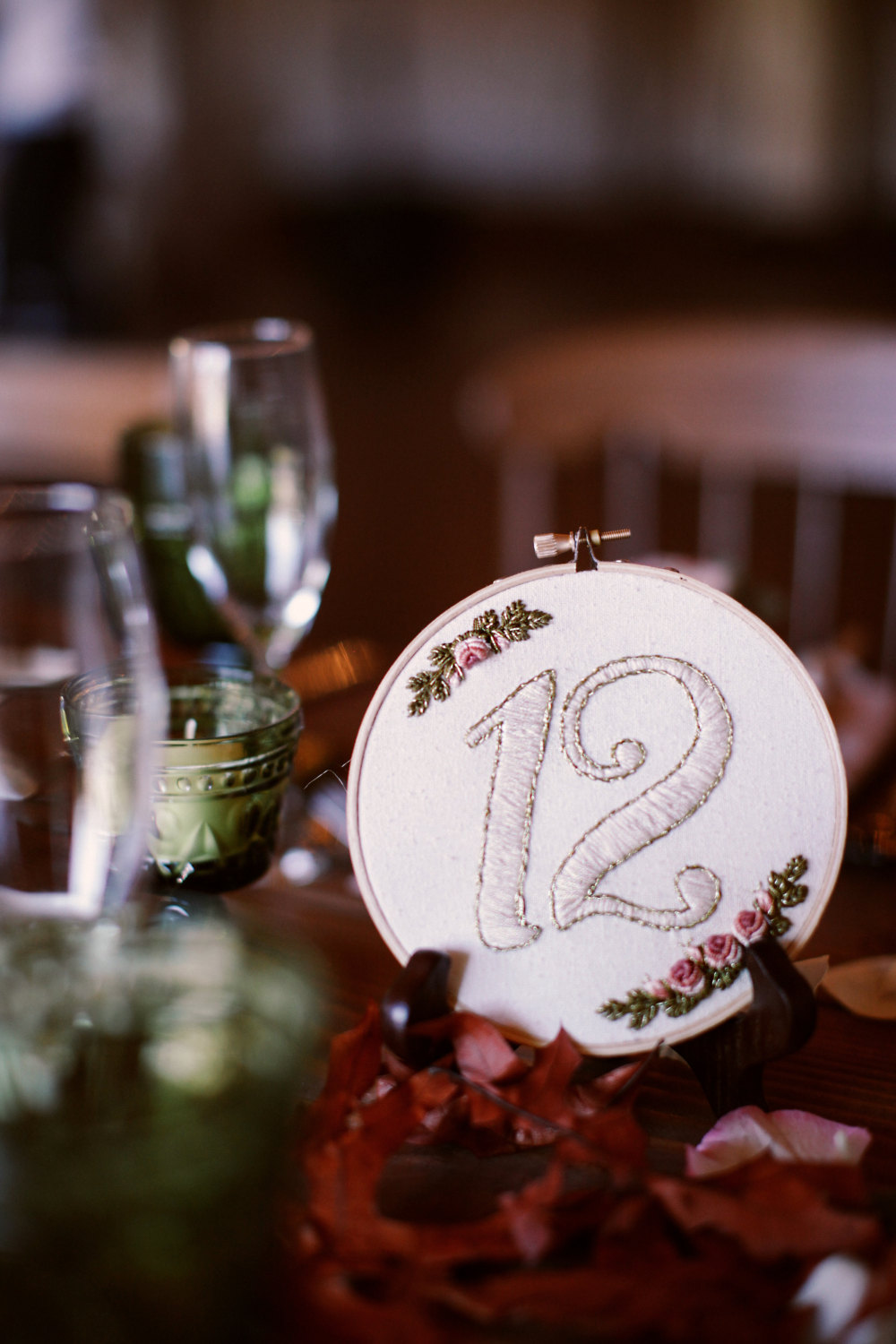 Fun + Creative Embroidery Hoop Table Numbers for Weddings