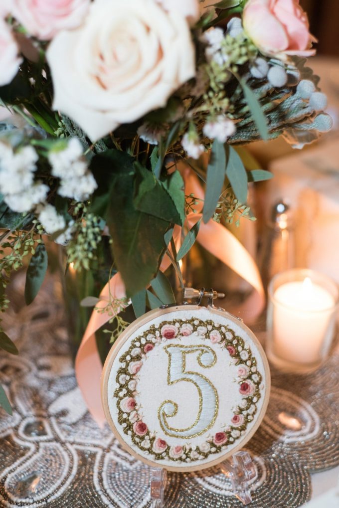 Fun + Creative Embroidery Hoop Table Numbers for Weddings