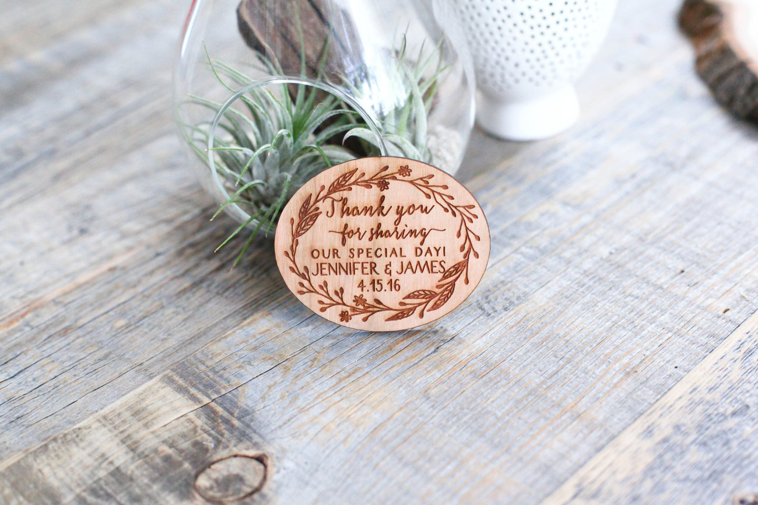 Wood Engraved Magnet Save the Date - Handmade-a-Day