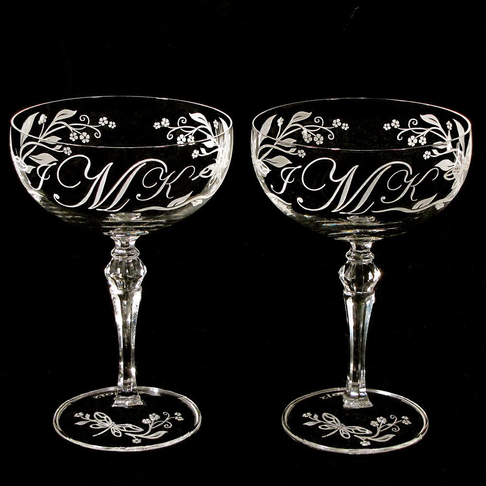 Dragonfly Champagne Flutes + Coupes for Weddings | Emmaline Bride®