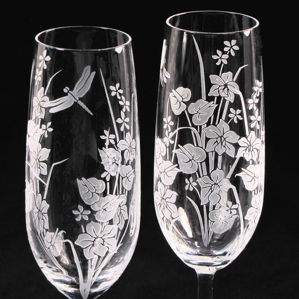 Dragonfly Champagne Flutes + Coupes for Weddings | Emmaline Bride®