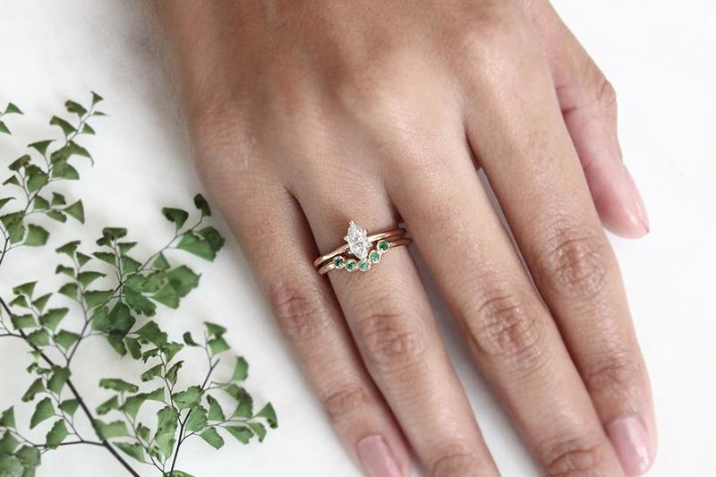 Emerald Wedding Ring: 14k Gold Stunning Band | Emmaline Bride