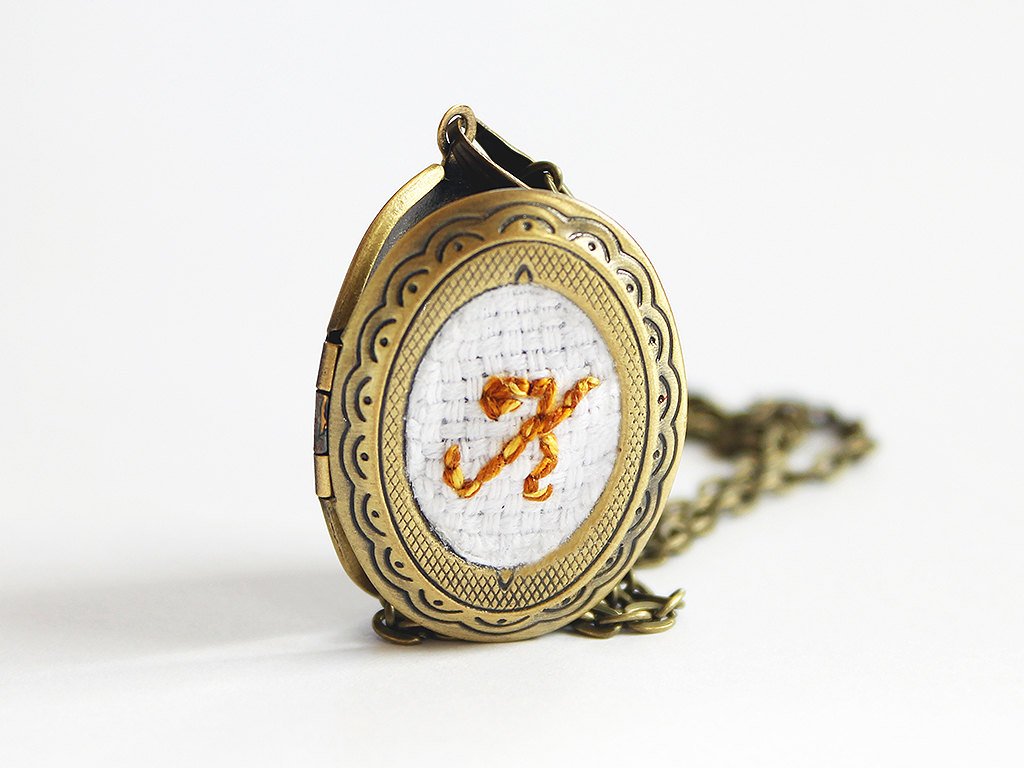 Monogram Locket: Embroidered Necklaces for Bridesmaids