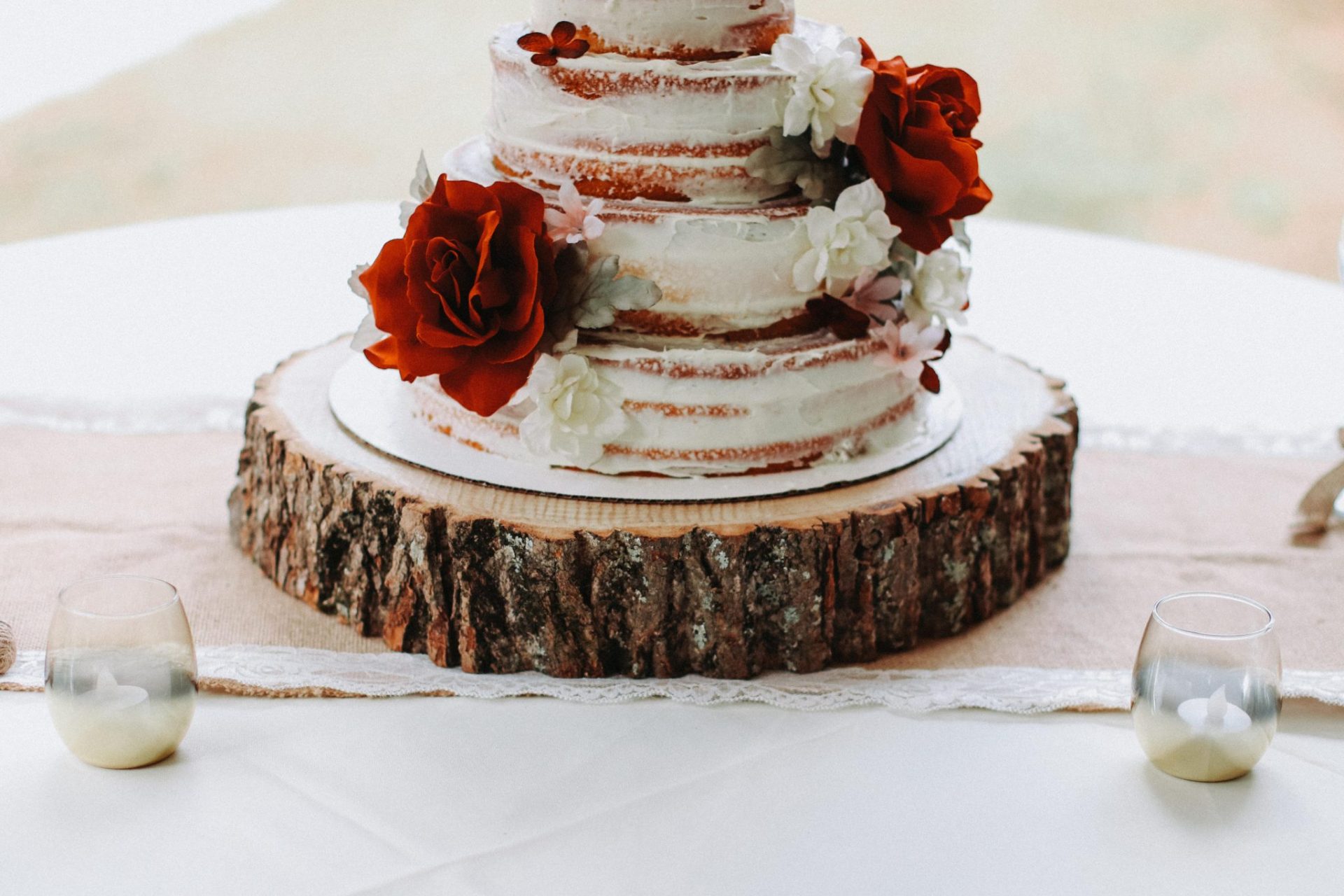 Wood Slab Cake Stand for Rustic Weddings | Emmaline Bride