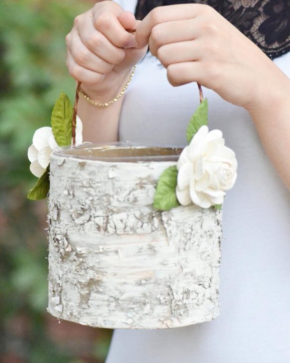 Birch Flower Girl Basket for Your Rustic Ceremony | Emmaline Bride
