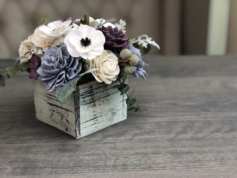 Wooden Box Centerpiece: A Rustic Sola Flower Look You'll Love