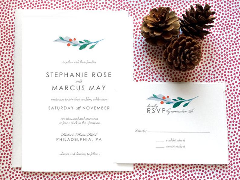 Rustic Winter Wedding Invitations | Emmaline Bride