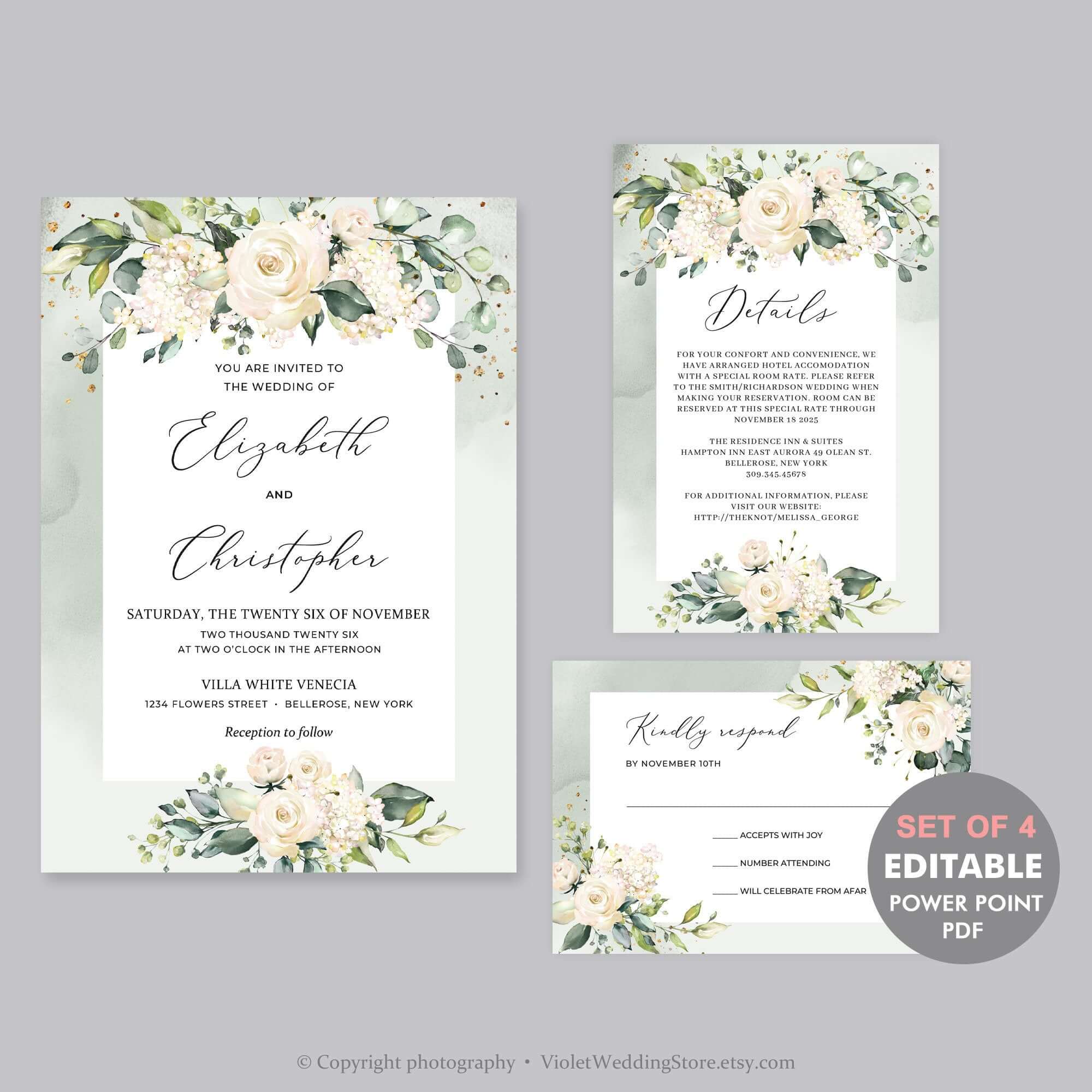 Greenery Wedding Invitation Template | Emmaline Bride Wedding Blog