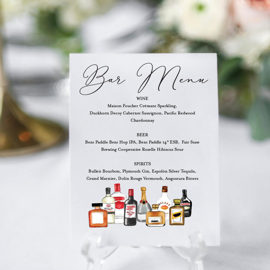 Signature Cocktails Sign: 4 Things Your Bar Menu Needs | Emmaline Bride
