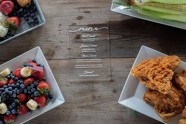 Acrylic Menu Cards for Weddings: Where to Buy Clear Wedding Menus