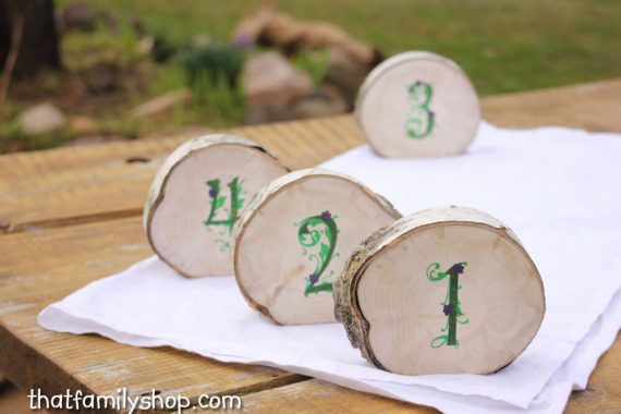 Tree Slice Table Numbers for Rustic Wedding | Emmaline Bride