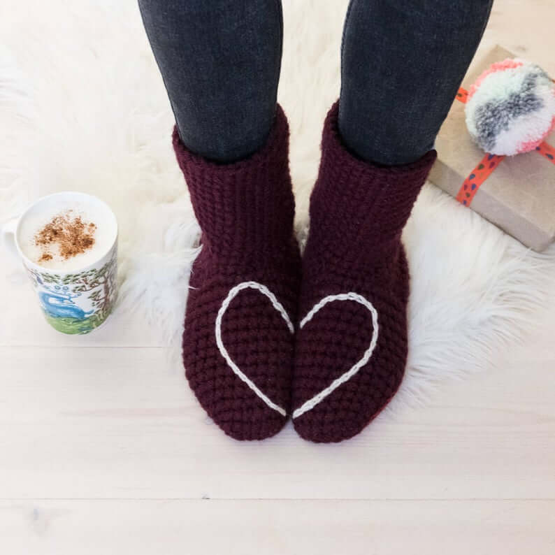 Heart Slipper Socks: Wear Together to Make a Full Heart! :)