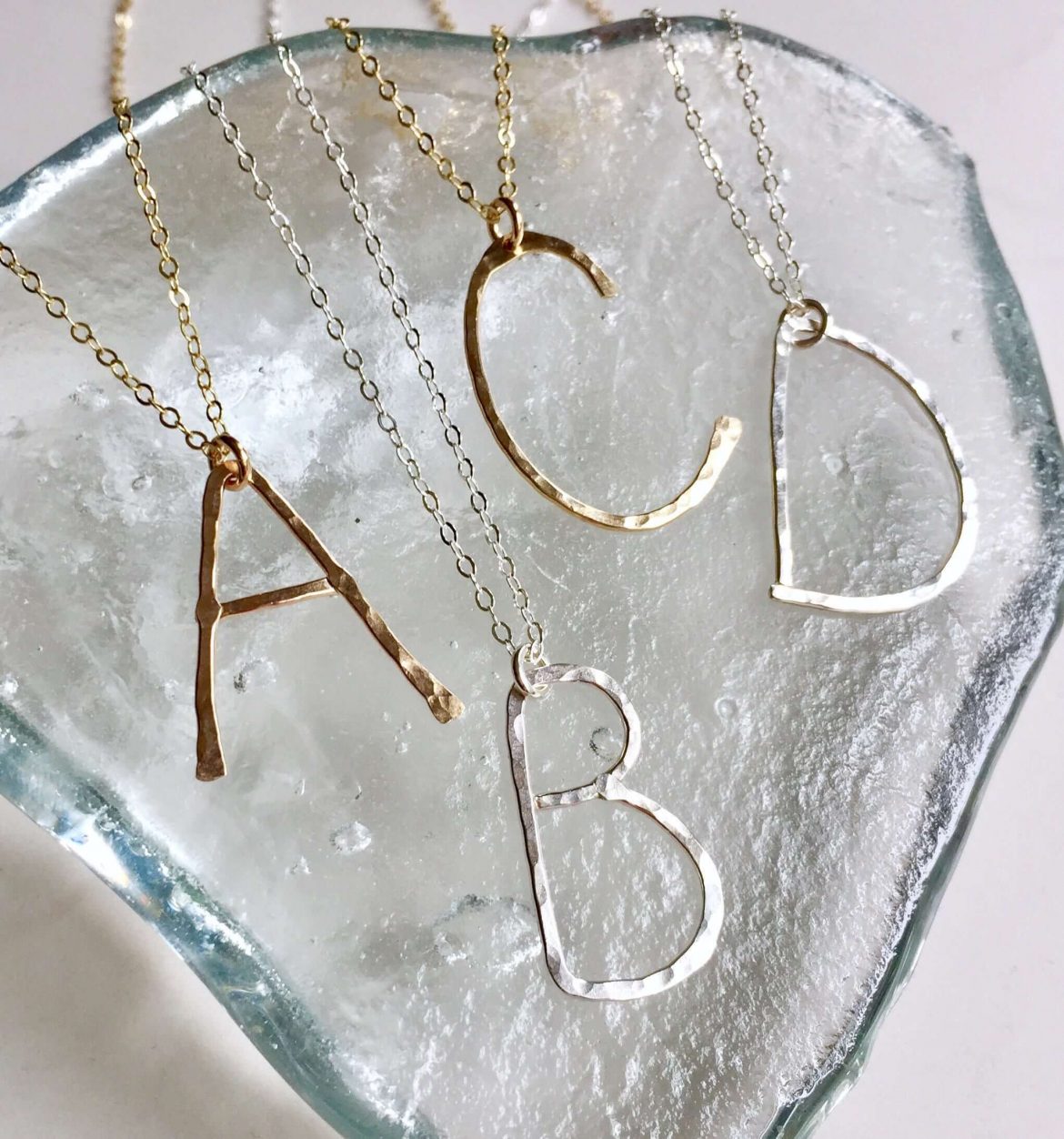 Hammered Initial Necklace: Hand-Forged Necklaces for Bridesmaid Gifts