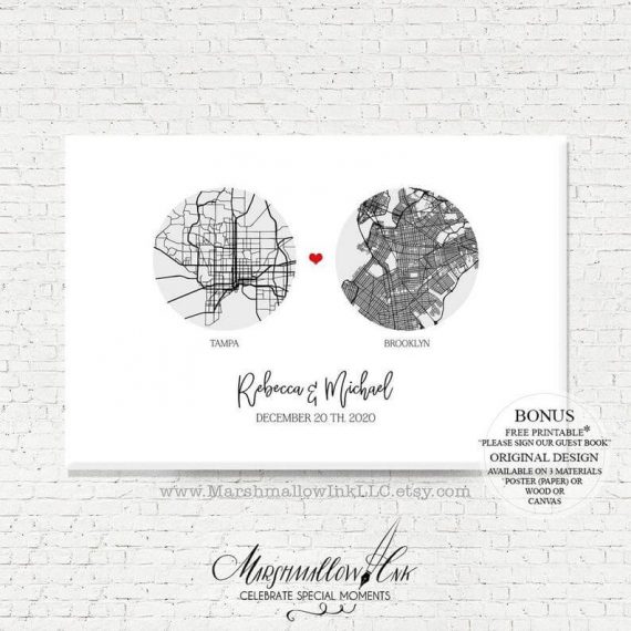 Wedding Map Guest Book: Guests Sign-In to Show Where They're From!