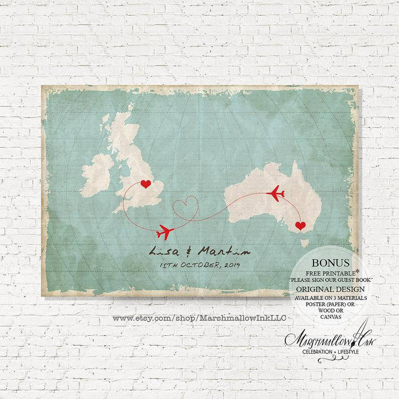 Wedding Map Guest Book: Guests Sign-In to Show Where They're From!