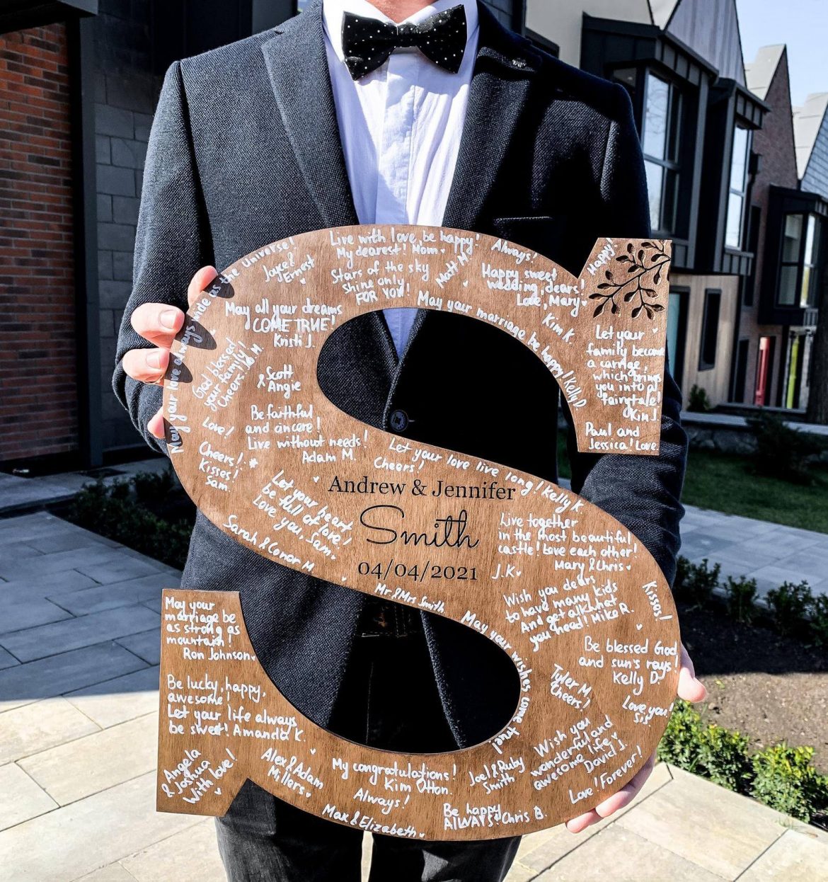 Wedding Guest Book Initial Letter Made of Wood | Emmaline Bride