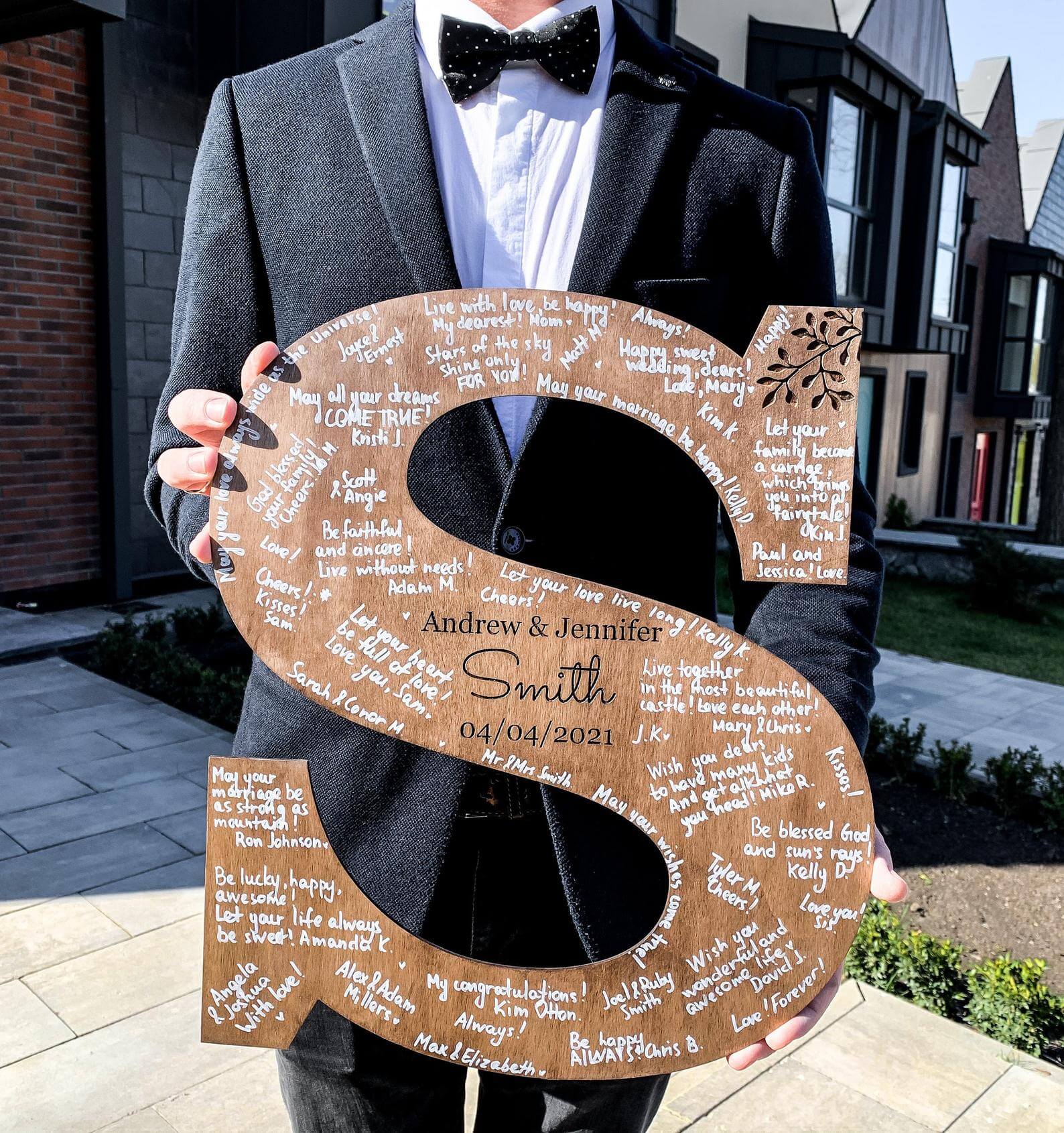 Wedding Guest Book Initial Letter Made of Wood | Emmaline Bride