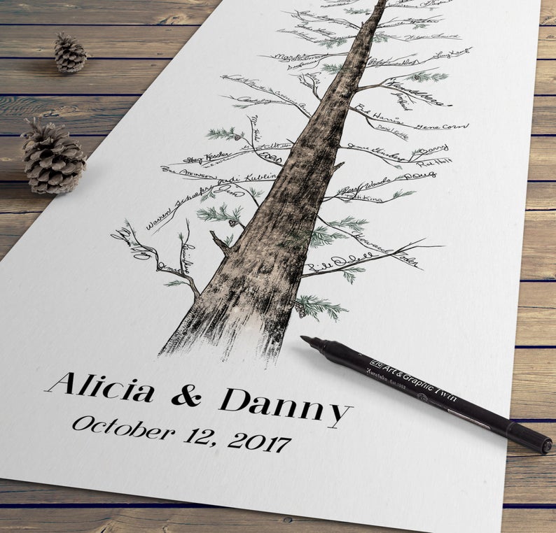 This Rustic Tree Guest Book Makes a Unique Alternative for Weddings