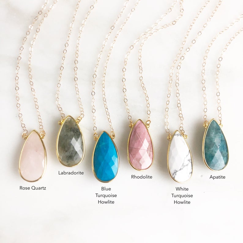 NEW: Stone Teardrop Necklaces for Brides, Bridesmaids + Moms