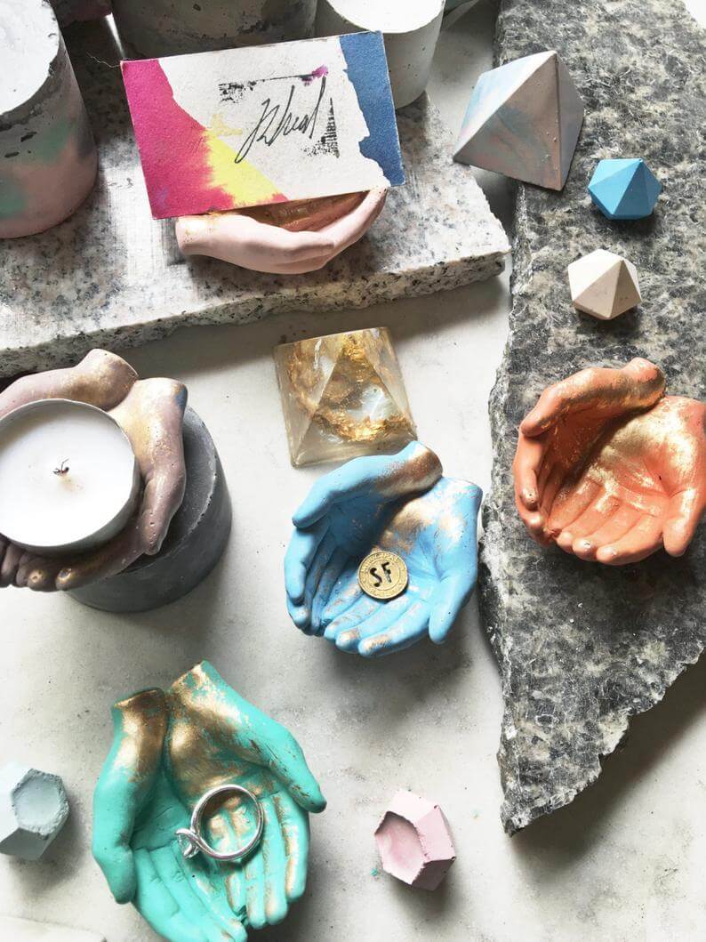 Hands Jewelry Dish: Concrete Hands for Holding Rings, Jewelry + Trinkets