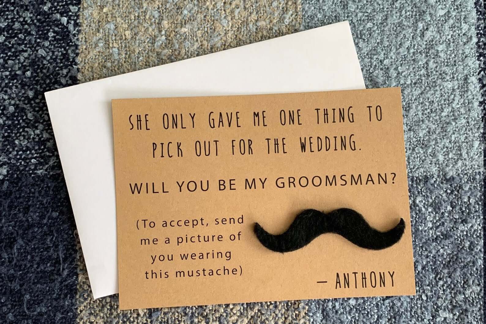 Groomsmen Mustache Gifts: "I Mustache You A Question" Cards + Gifts