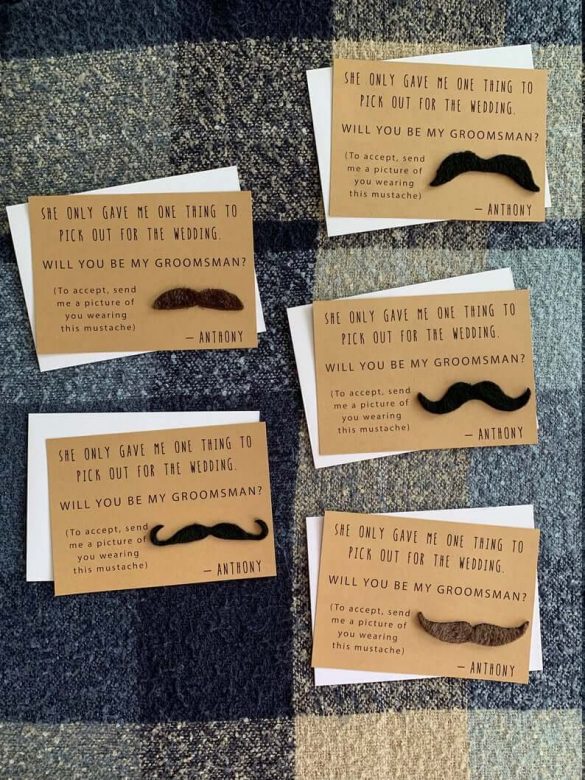 Groomsmen Mustache Gifts: "I Mustache You A Question" Cards + Gifts