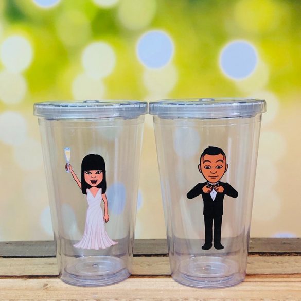 Bitmoji Wedding Napkins, Invites + Tumblers: These Are So Much Fun!