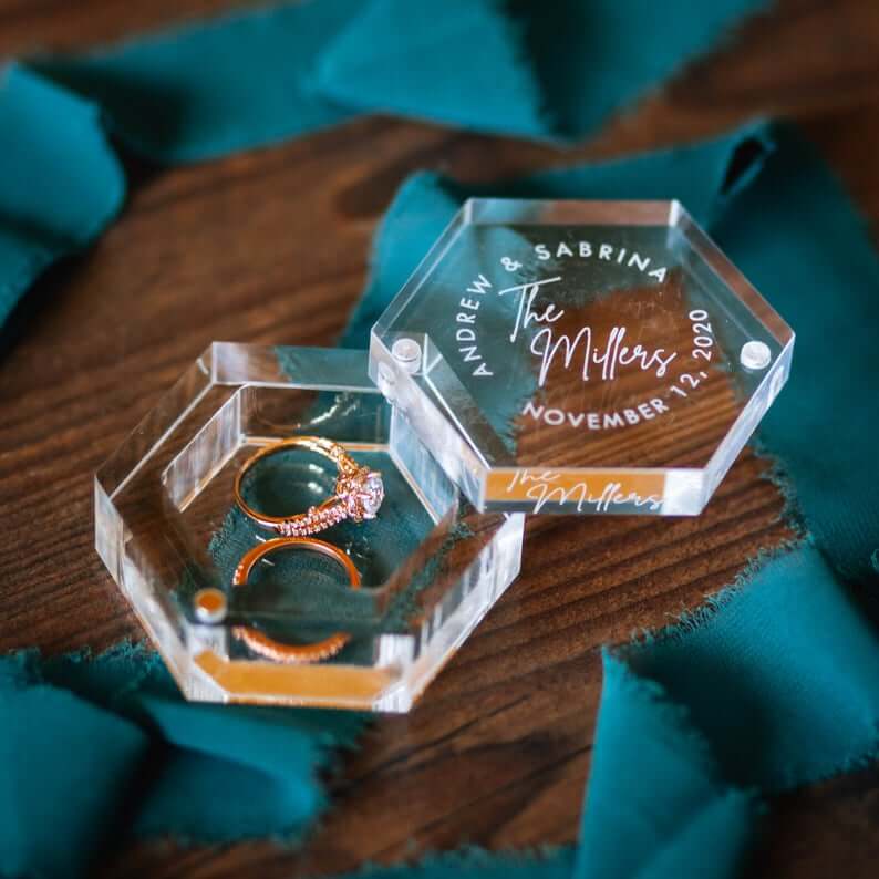 The Most Stylish Clear Hexagon Ring Box for Weddings -- Made of Acrylic!