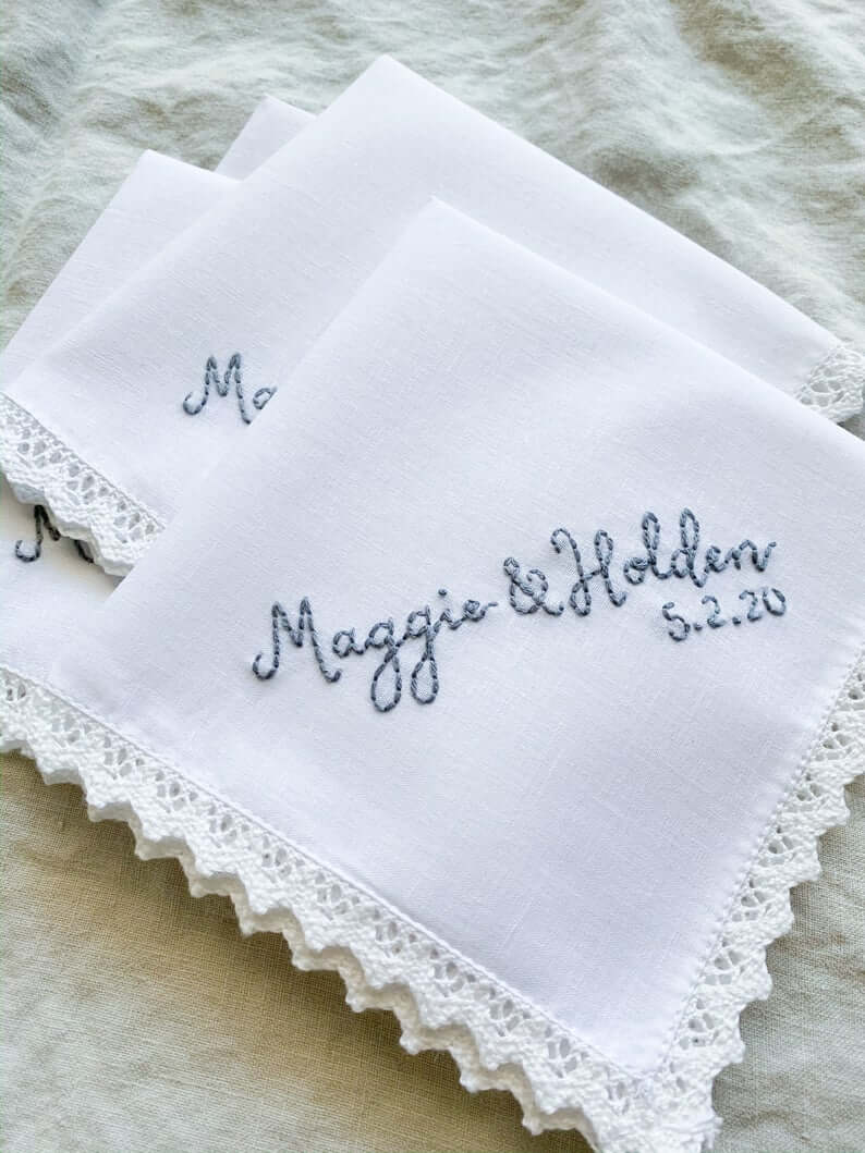 Personalized Mrs Handkerchief | Emmaline Bride Wedding Blog